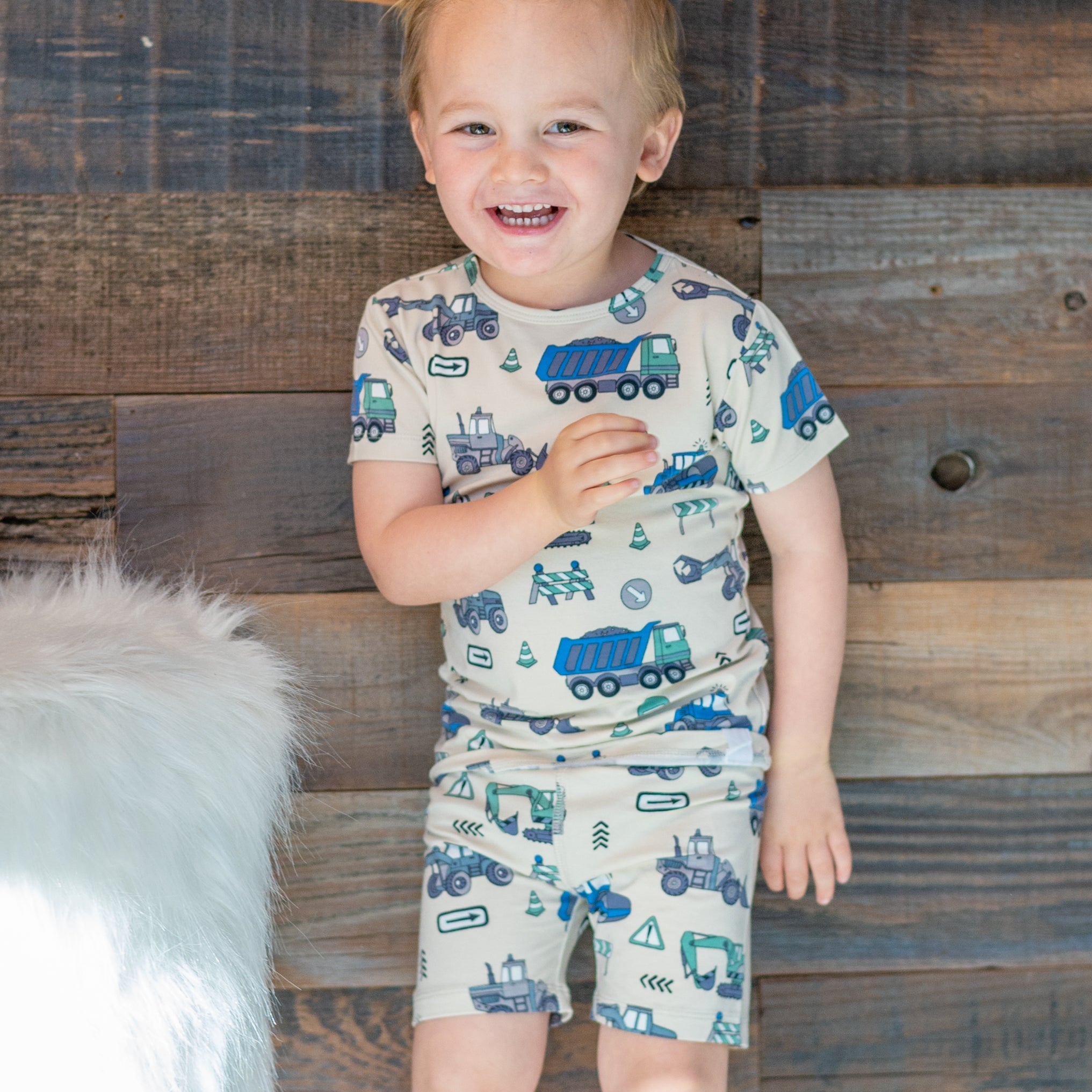 Trucks Diggers Construction Summer Pajama Set– Sweet Bamboo