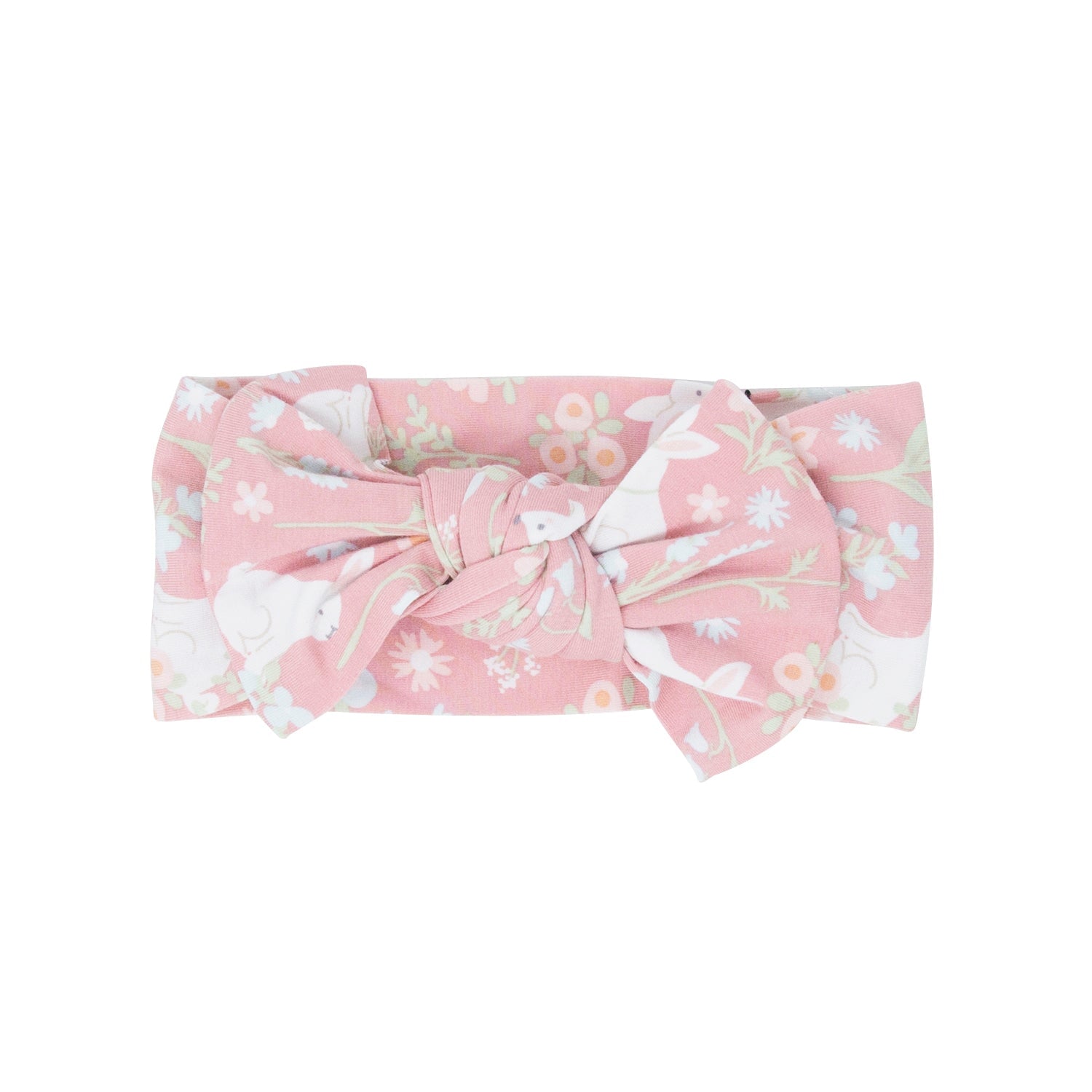 Pink Bunny Floral Knotted Baby Bow– Sweet Bamboo