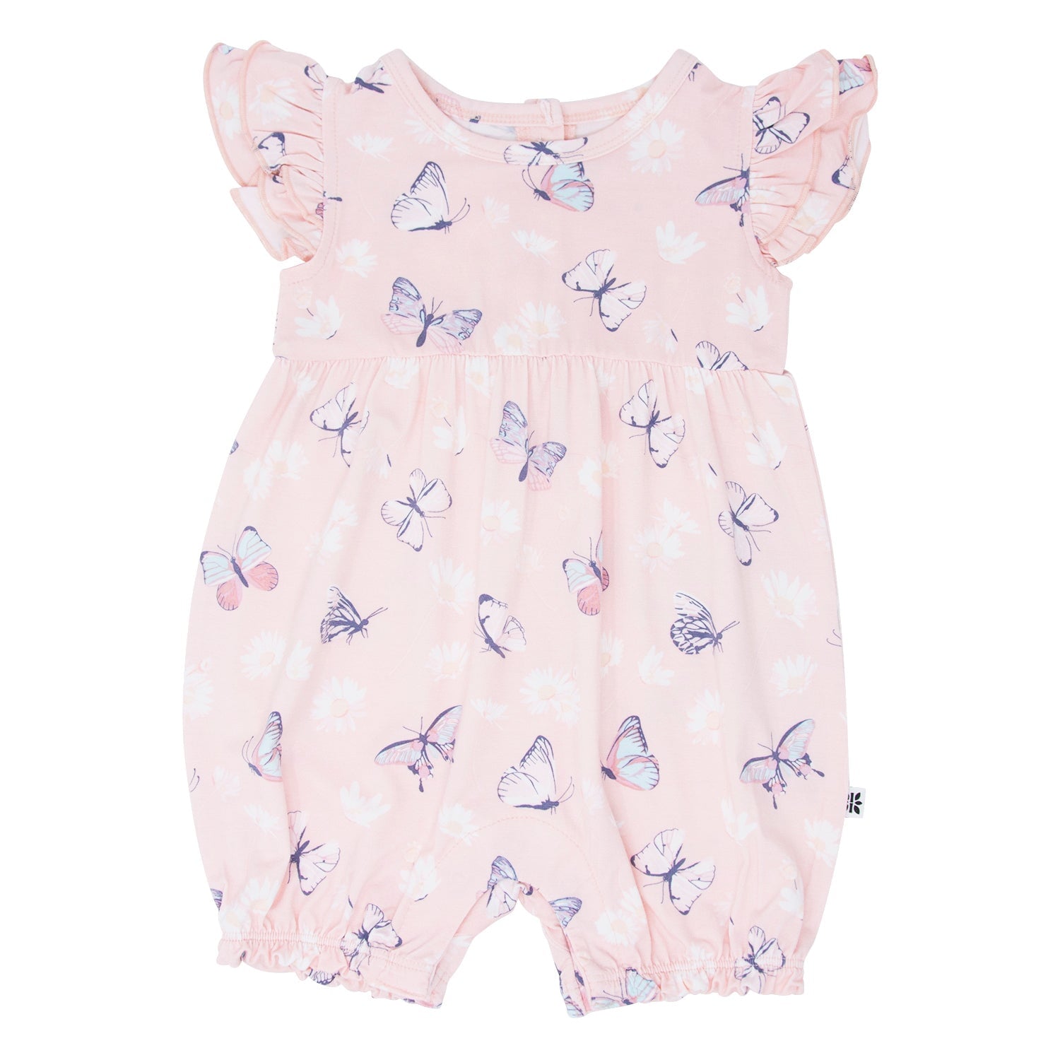 Pink Butterfly Daisy Bamboo Ruffle Romper– Sweet Bamboo