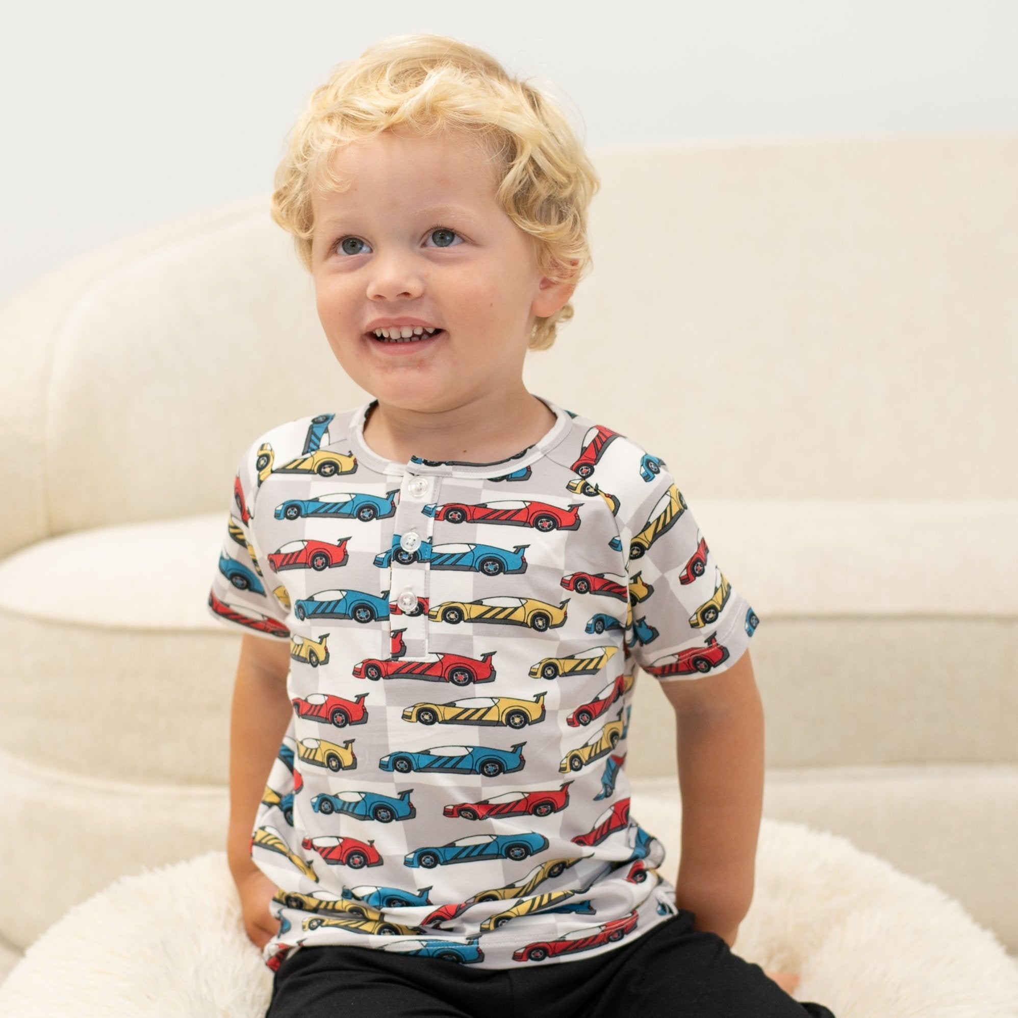 Matchbox Cars Short Sleeve Raglan Henley– Sweet Bamboo
