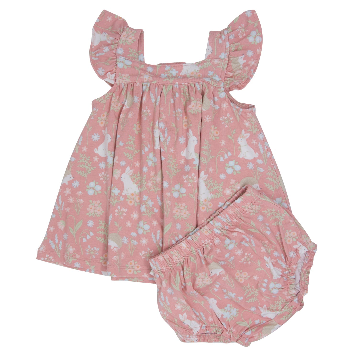 Pink Bunny Floral Ruffle Dress with Bloomer– Sweet Bamboo