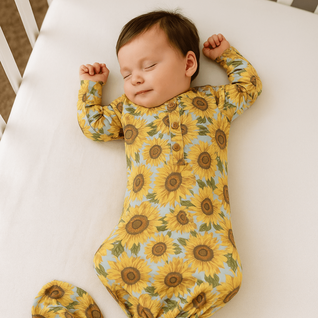 Sunflower Knotted Baby Gown | Soft & Cozy– Sweet Bamboo