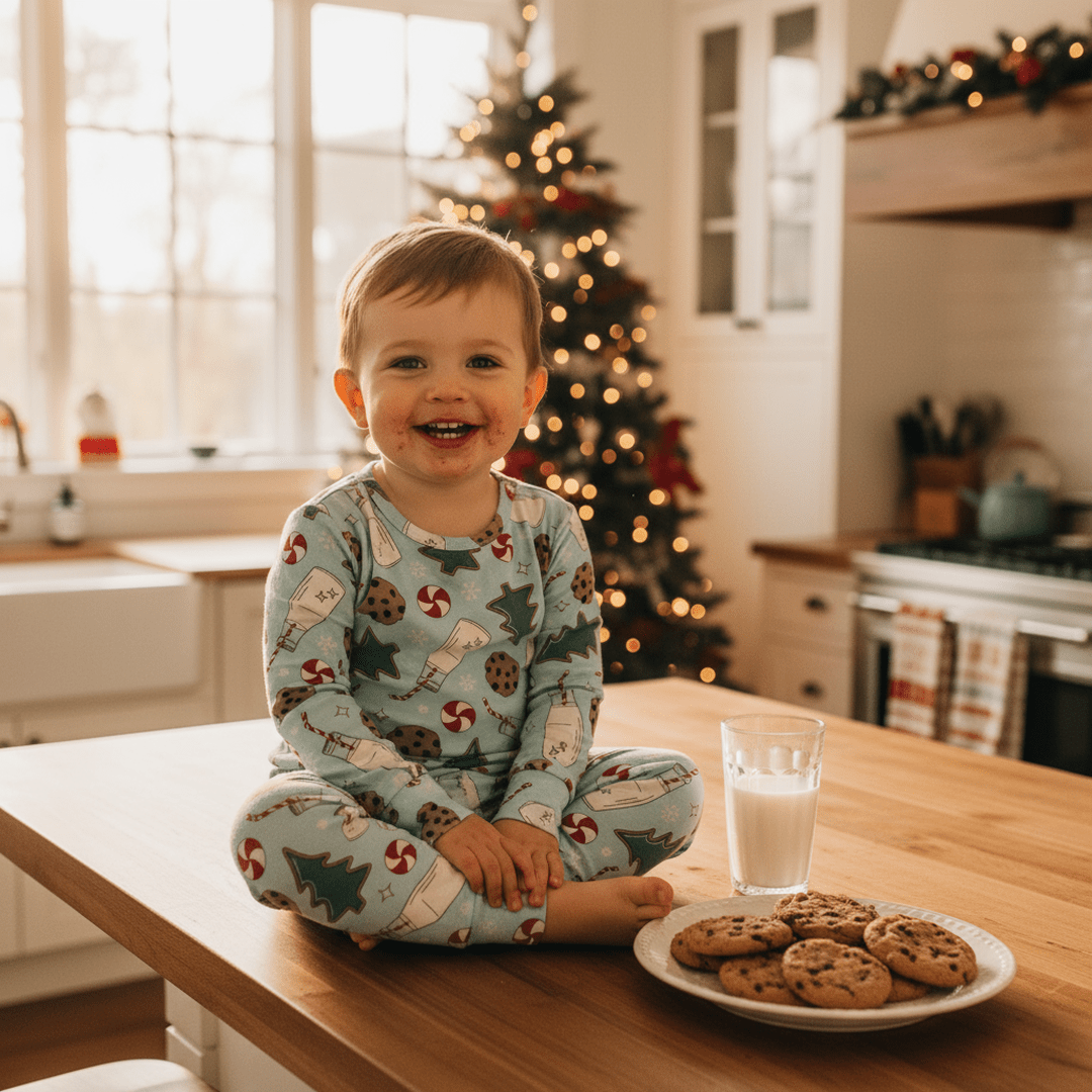 Holiday Pajamas | Blue Milk & Cookies Kids Set– Sweet Bamboo