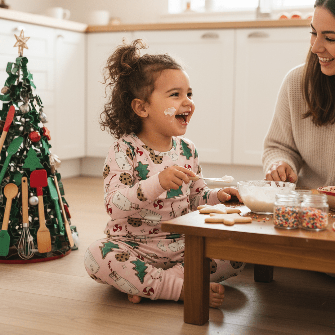 Holiday Pajamas | Pink Milk & Cookies Kids Set– Sweet Bamboo