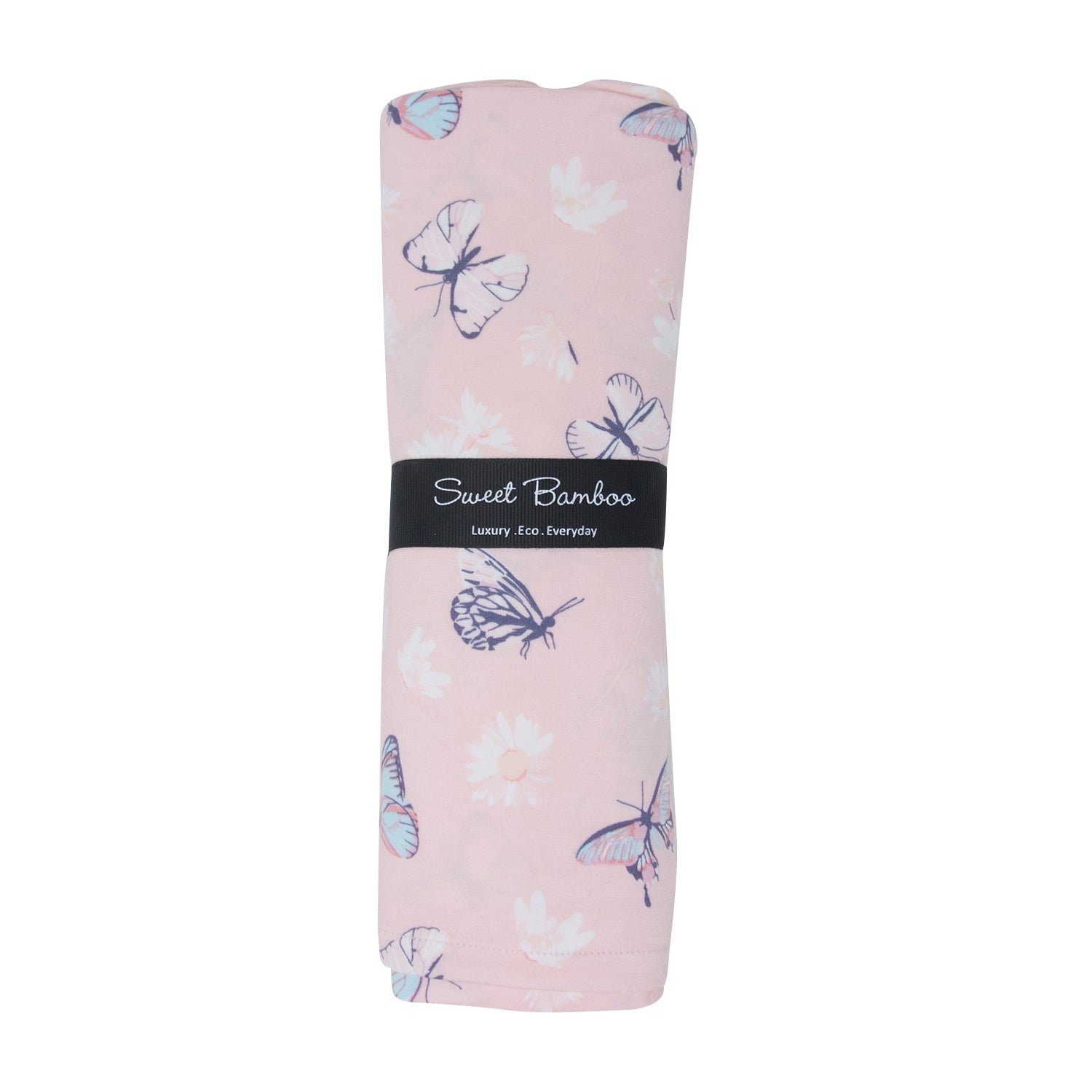 Pink Butterfly Daisy Bamboo Baby Swaddle– Sweet Bamboo
