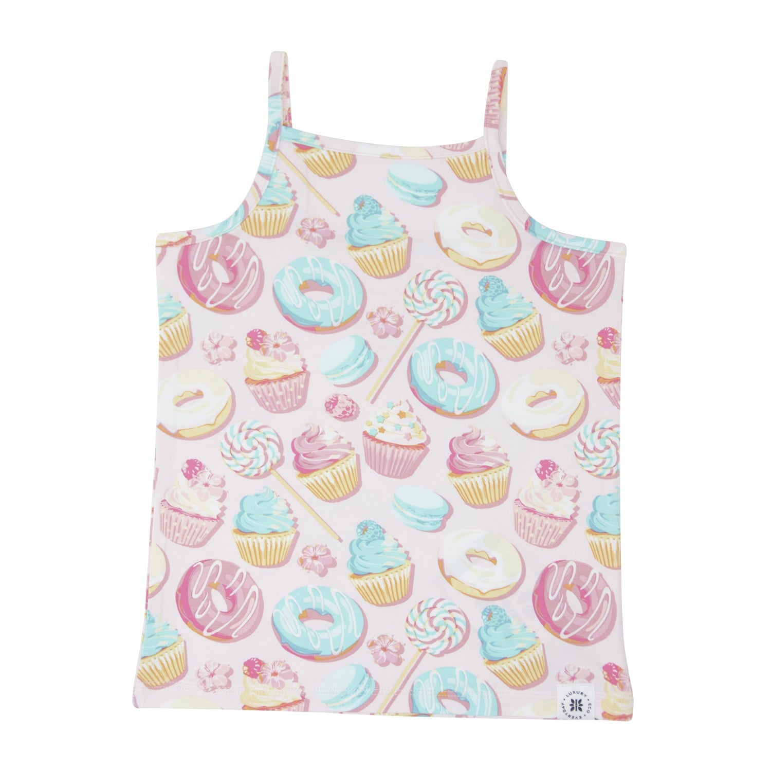 Sweet Treats Print Girls Cami Tank | Donuts & Cupcakes– Sweet Bamboo